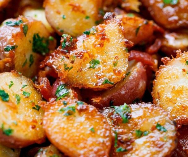 Roasted Garlic Butter Parmesan Potatoes Are Crispy and Golden - Get ...